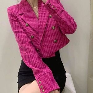 Zara | Jackets & Coats | Zara Pink Textured Tweed Cropped Jacket Blazer ...